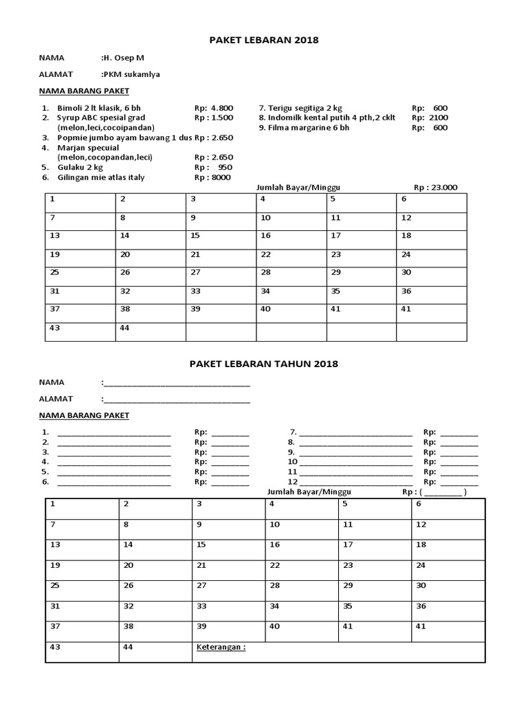 Paket Lebaran 2018 | PDF