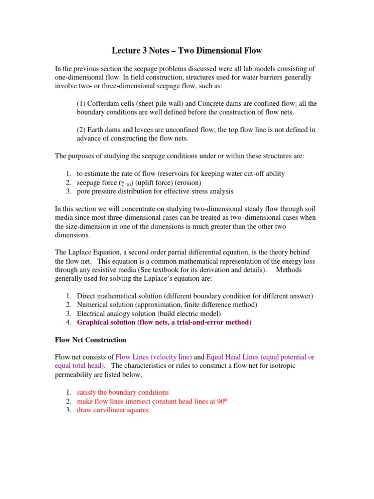 Two Dimensional Flow | PDF | Soil Mechanics | Fluid Dynamics