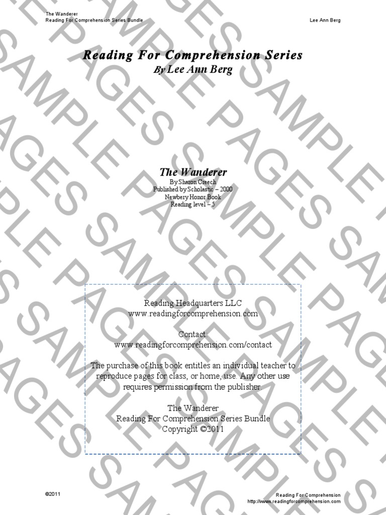 The Wanderer Reading For Comprehension Series Bundle SAMPLE PDF | PDF ...