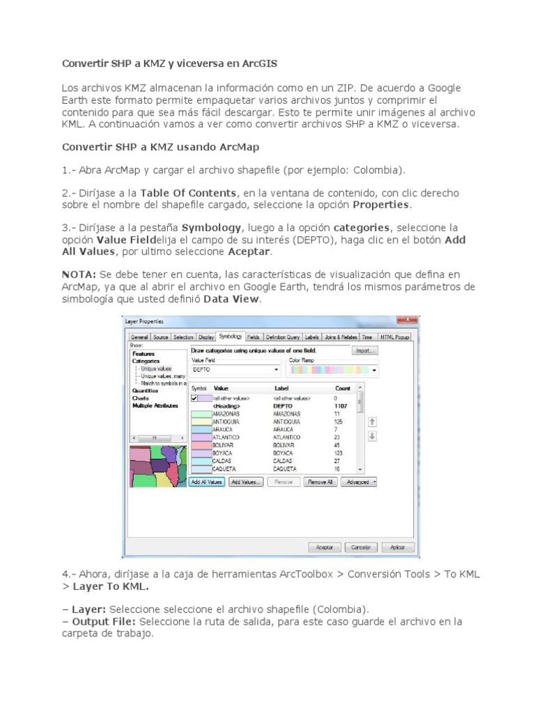 Convertir SHP A KMZ o Viceversa en ArcGIS | PDF | Archivo de ...