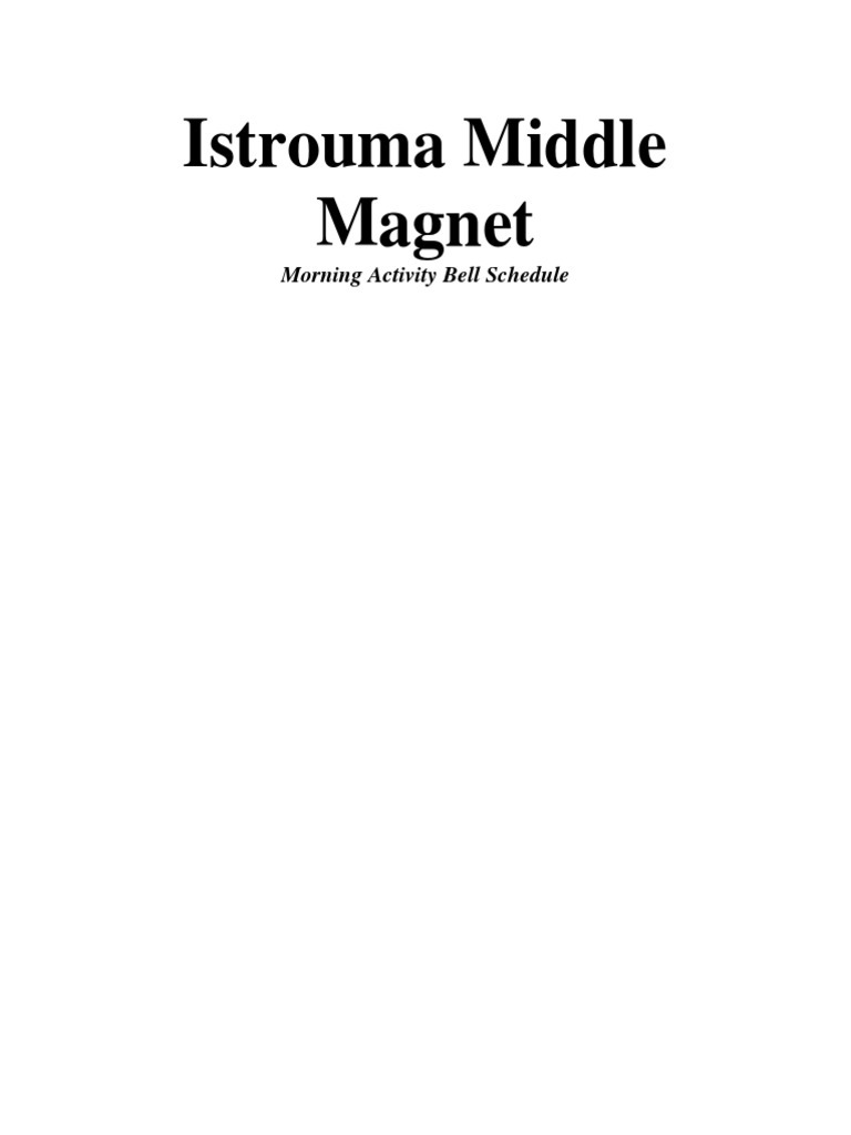 IMMS Early and Morning Activity Schedules | PDF | Educational ...