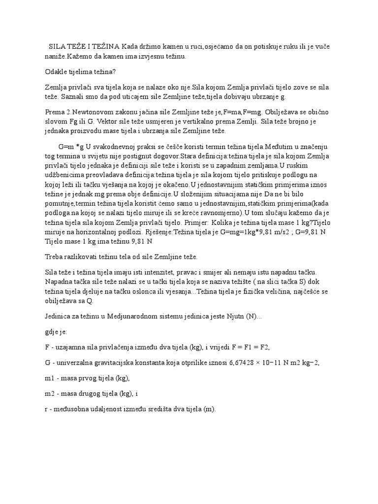 Fizika Rad Sila Teže | PDF