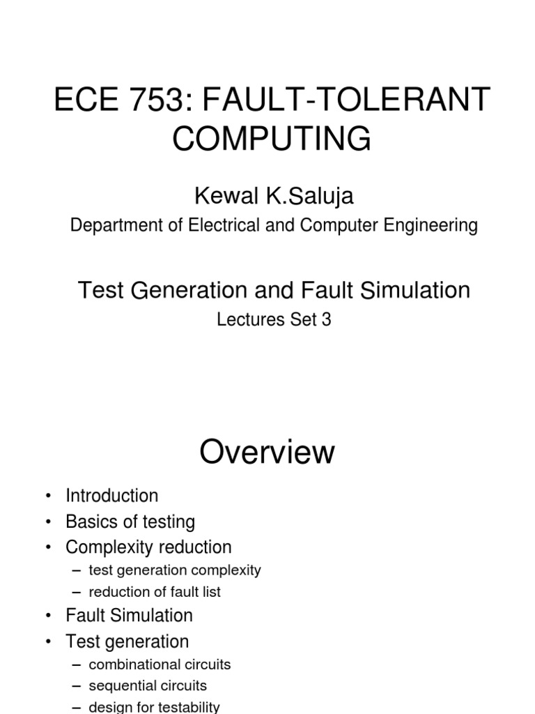 Fault Tolerent Computing | PDF | Fault Tolerance | Digital Electronics
