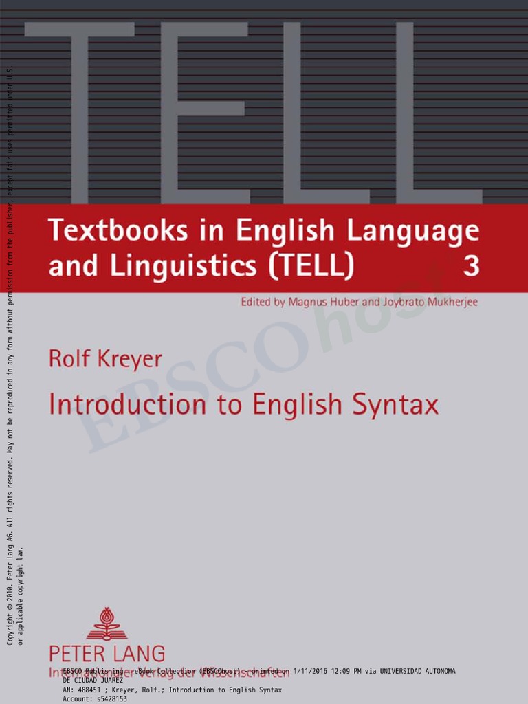 Introduction To Syntax | PDF | Phrase | Clause