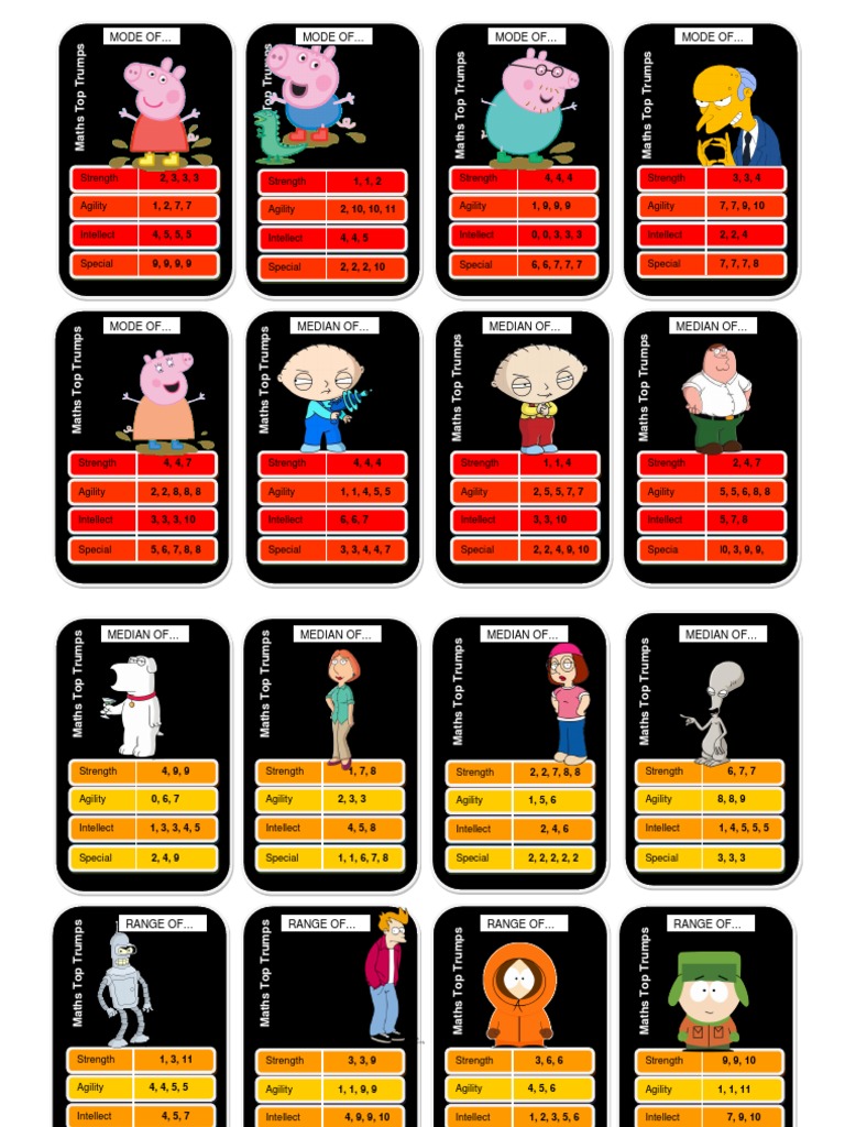Maths Top Trumps Stats | PDF | Gaming Devices | Ephemera