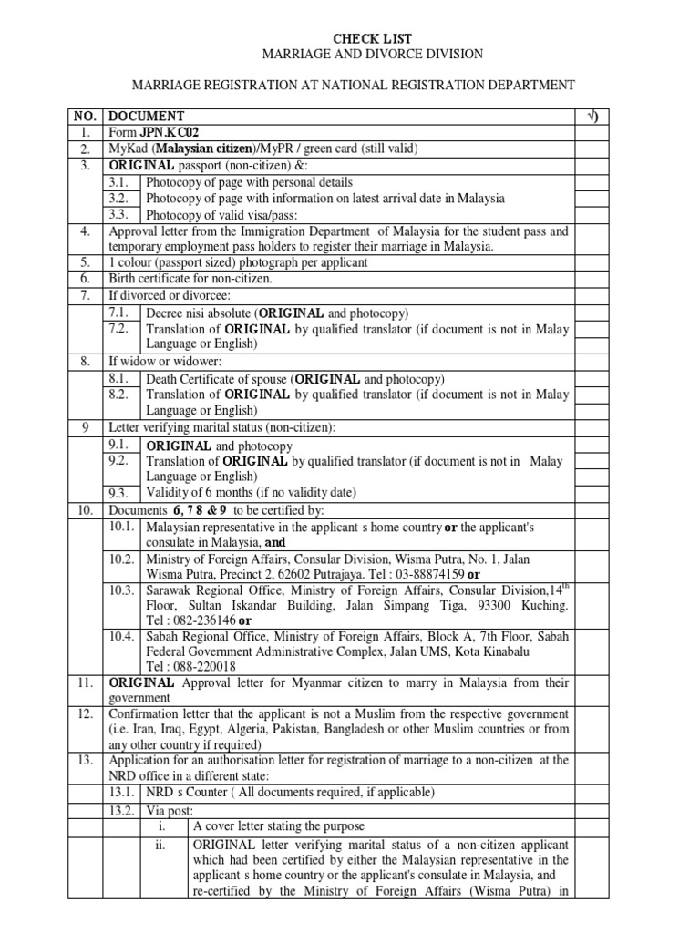 Checklist Mrd | Malaysia | Travel Visa