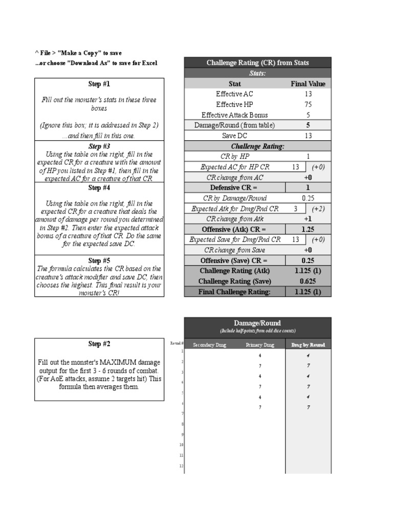 D&D 5e CR Calculator | PDF | Leisure | Sports