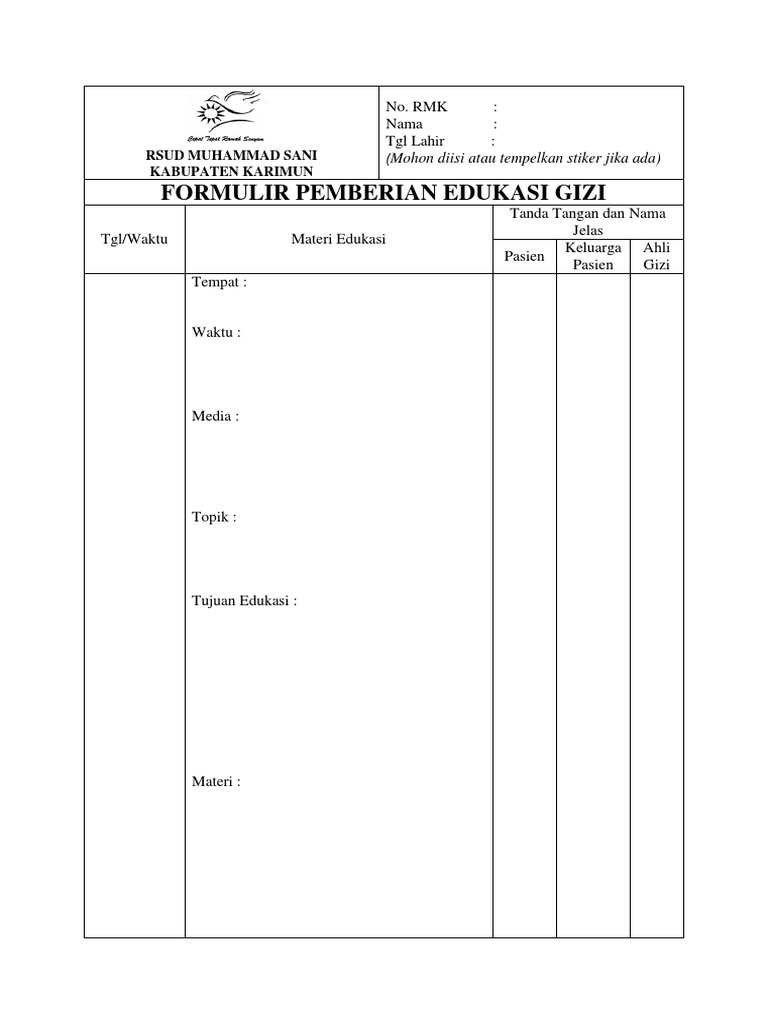 Form Edukasi Gizi | PDF