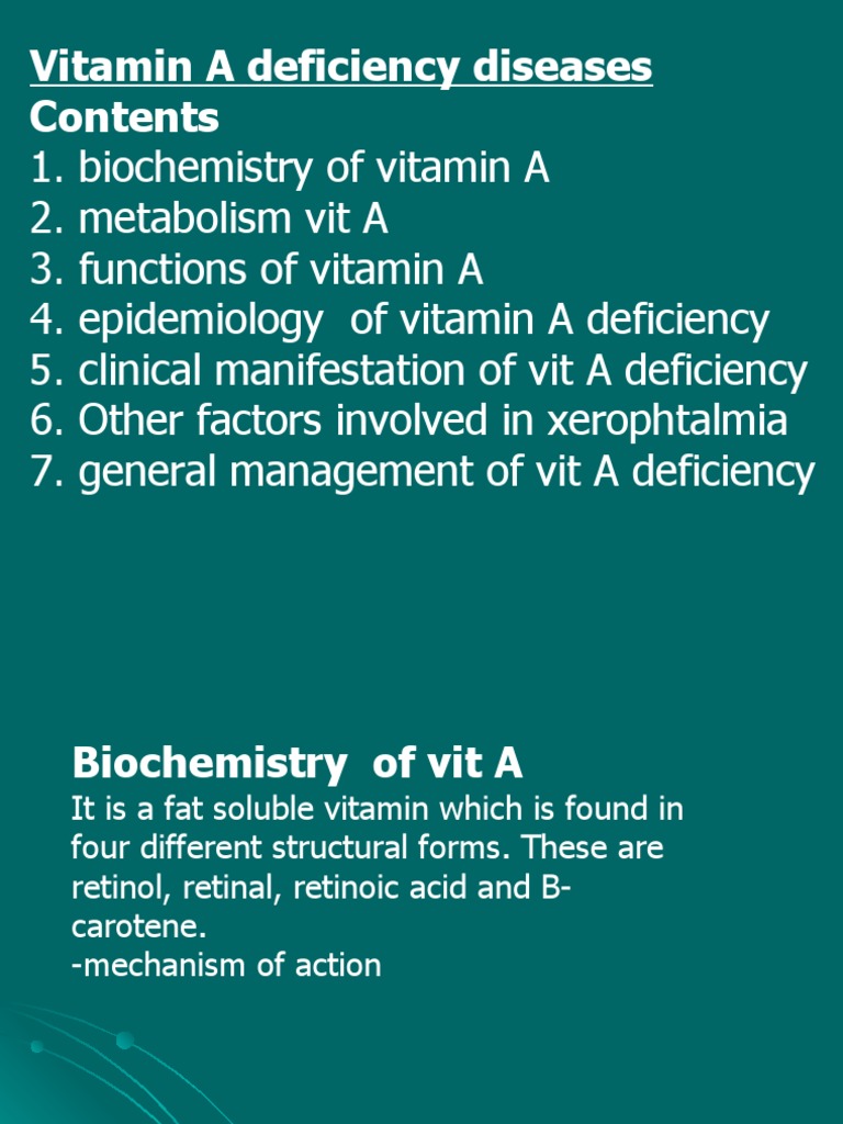 Vit A Deficiency | PDF | Vitamin A | Medical Specialties