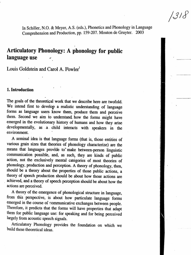 Articulatory Phonology-A Phonology For Public Language Use | PDF