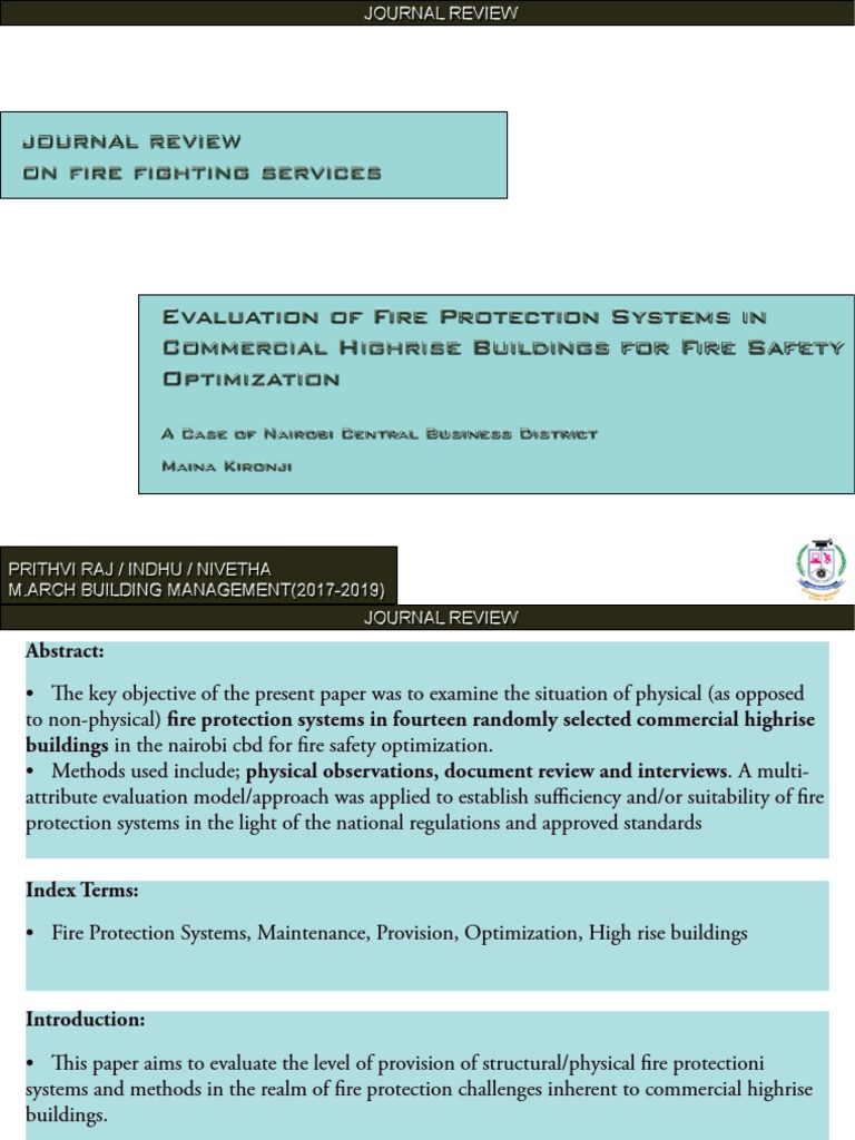 Evaluation of Fire Protection Systems in Commercial High-rise Buildings ...
