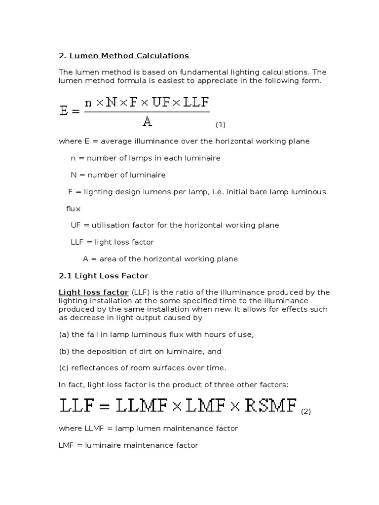 Lumen Method Calculations | PDF | Lighting | Interior Design