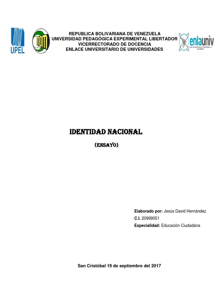 Ensayo Identidad Nacional.. | PDF | Venezuela | Sociedad