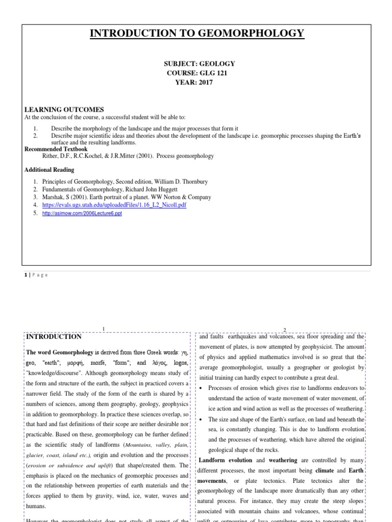 Introduction To Geormophology (Corrected) | Download Free PDF ...
