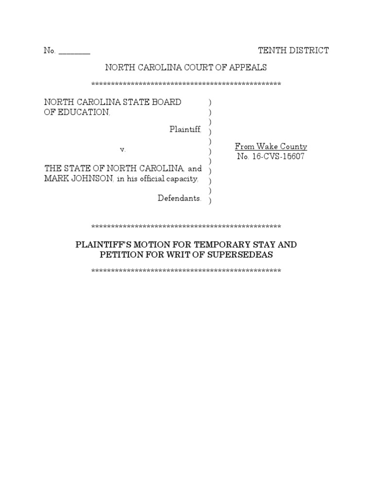 Board's Motion for Temporary Stay and Petition for Writ of Supersedeas ...