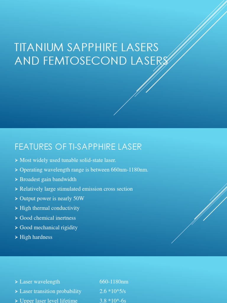 Titanium Sapphire Lasers and Femtosecond Lasers | PDF | Laser ...
