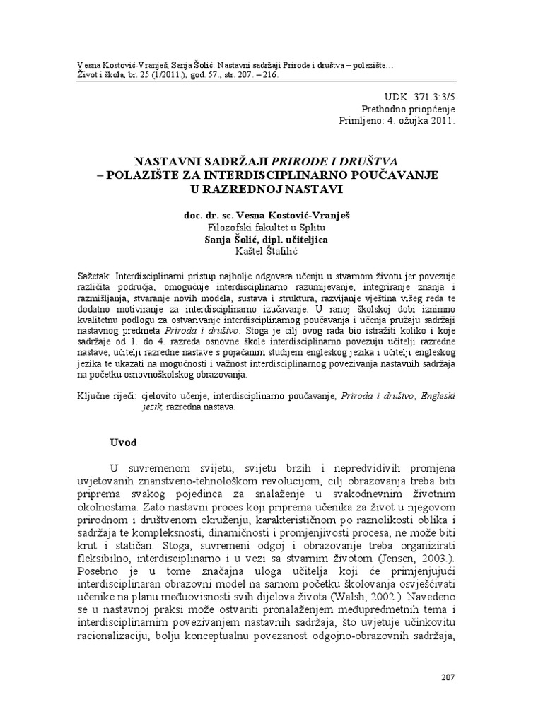 V Kostovic Vranjes S Solic Nastavni Sadrzaji PID A Polaziste Za ...