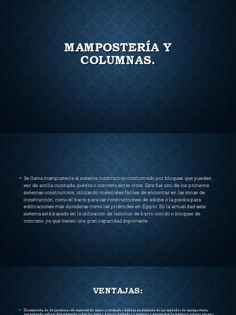 Mampostería y Columnas - pptx-1 | PDF | Columna | Hormigón