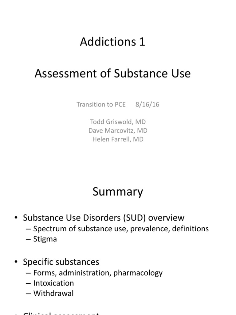 08.16.16 - Assessment of Substance Use-In Class | PDF | Substance Use ...
