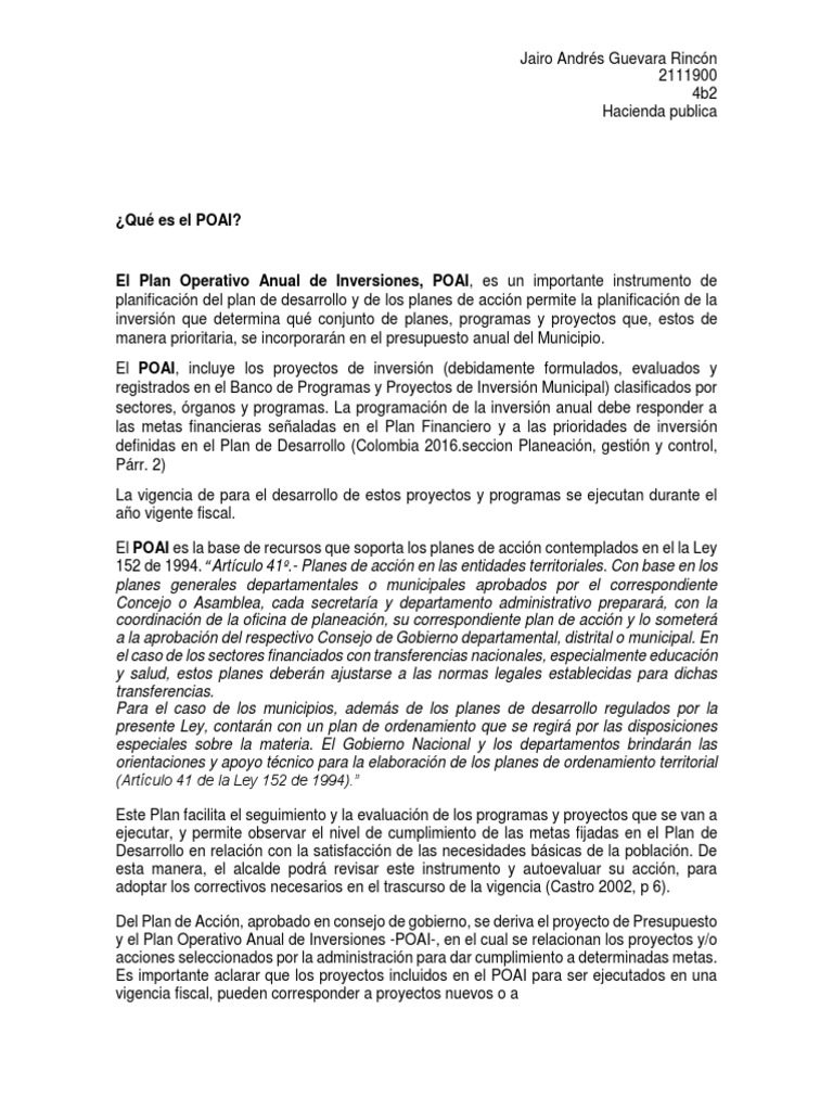 Qué Es El POAI | PDF | Presupuesto | Gobierno