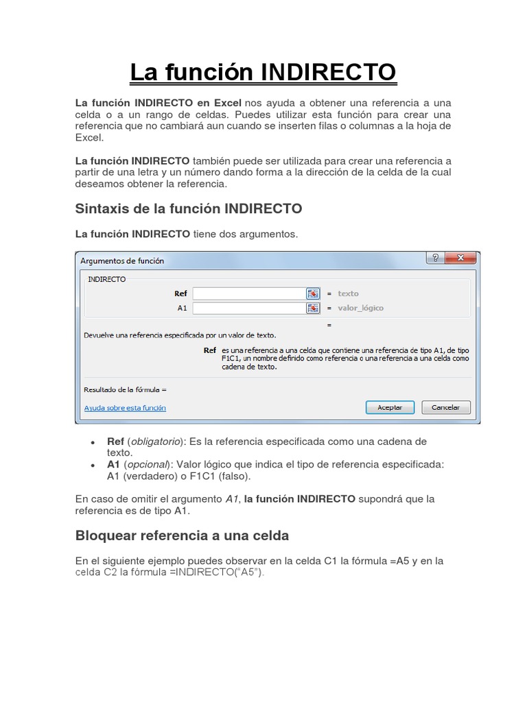 La función INDIRECTO.docx | Fórmula | Microsoft Excel | Prueba gratuita ...