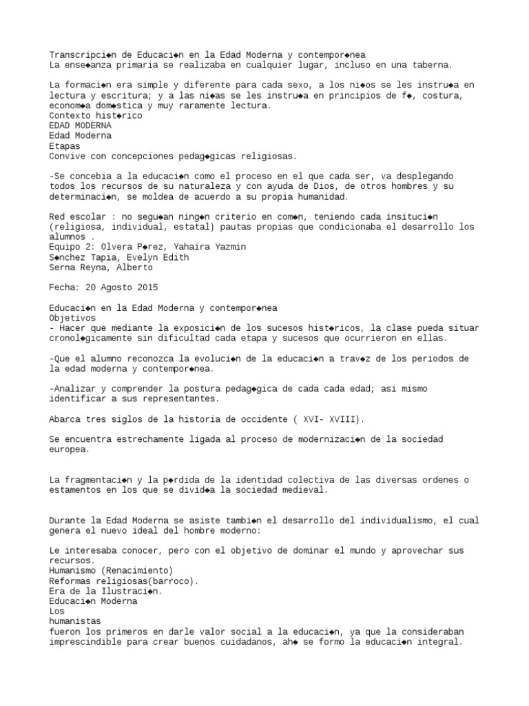 La Educacion Edad Moderna | PDF | Aprendizaje | Ciencia cognitiva