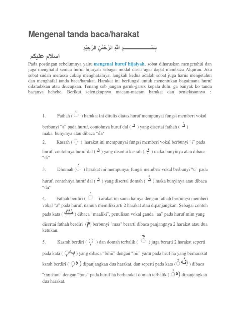Mengenal Tanda Baca Dan Harokat Al-Qur'An | PDF