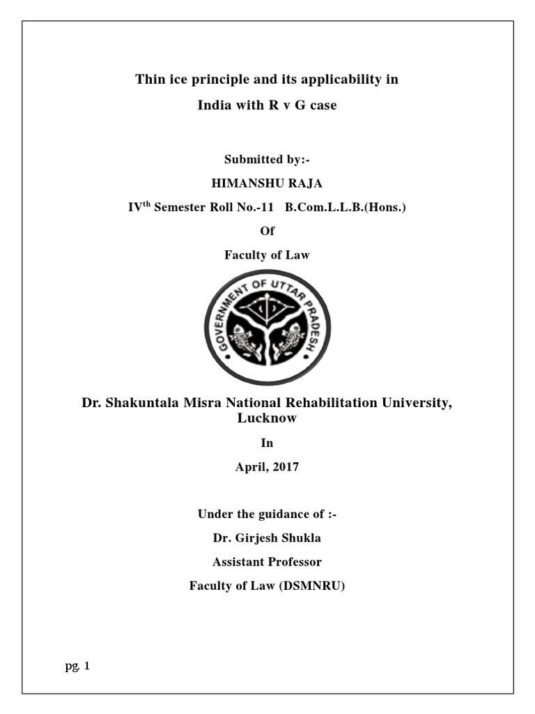Thin Ice Principle in India: R v G Case | PDF | Comparative Law | Morality