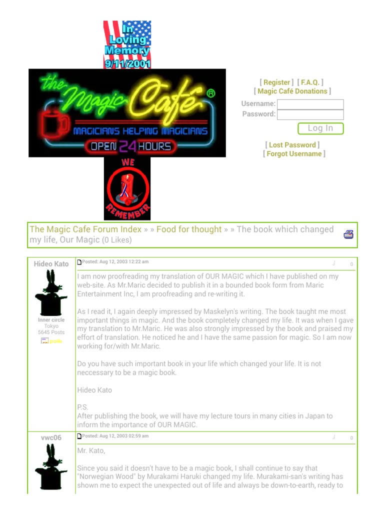 The Magic Cafe Forums - The Book Which Changed My Life, Our Magic | PDF