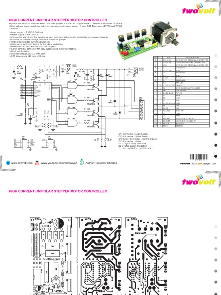 Unipolar Stepper Motor Driver Using Transistors and L297 1 | PDF | Mechanical Engineering ...