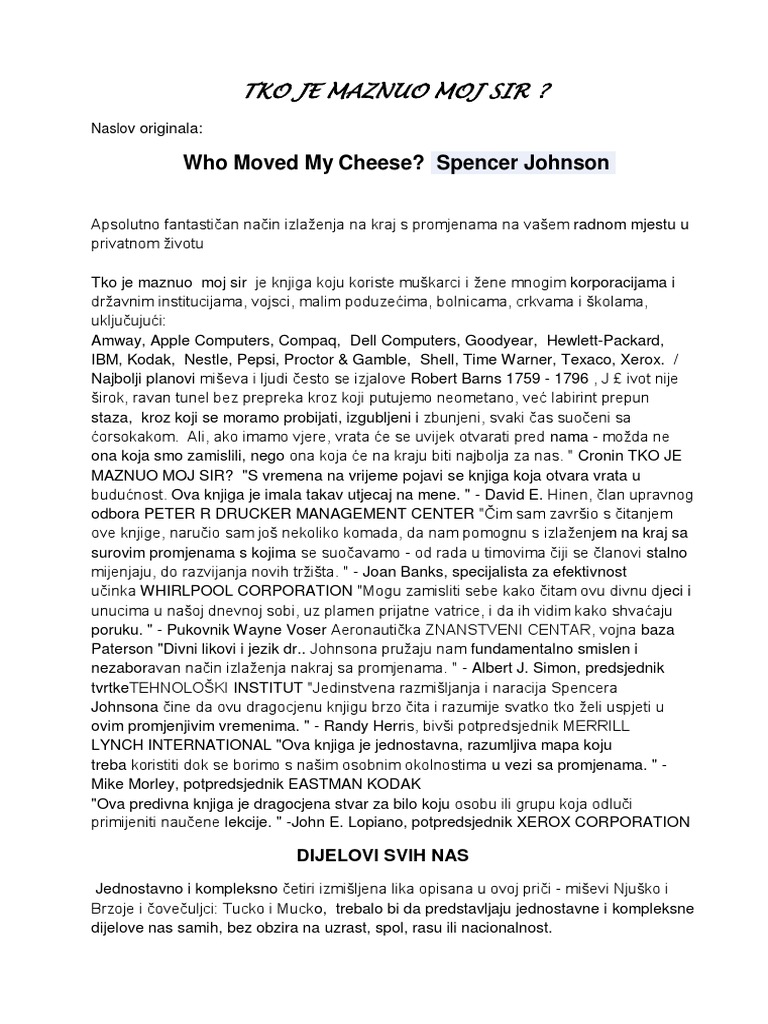 Tko Je Maznuo Moj Sir | PDF