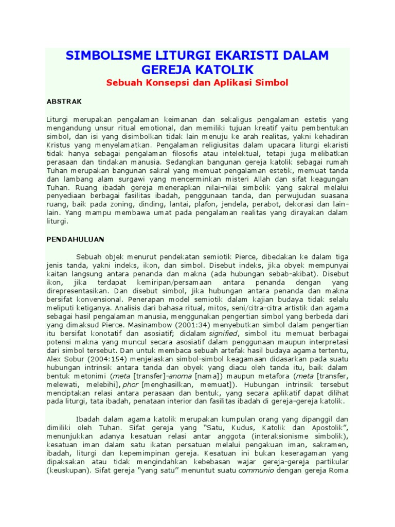 Simbolisme Liturgi Ekaristi Dalam Gereja Katolik | PDF | Agama ...