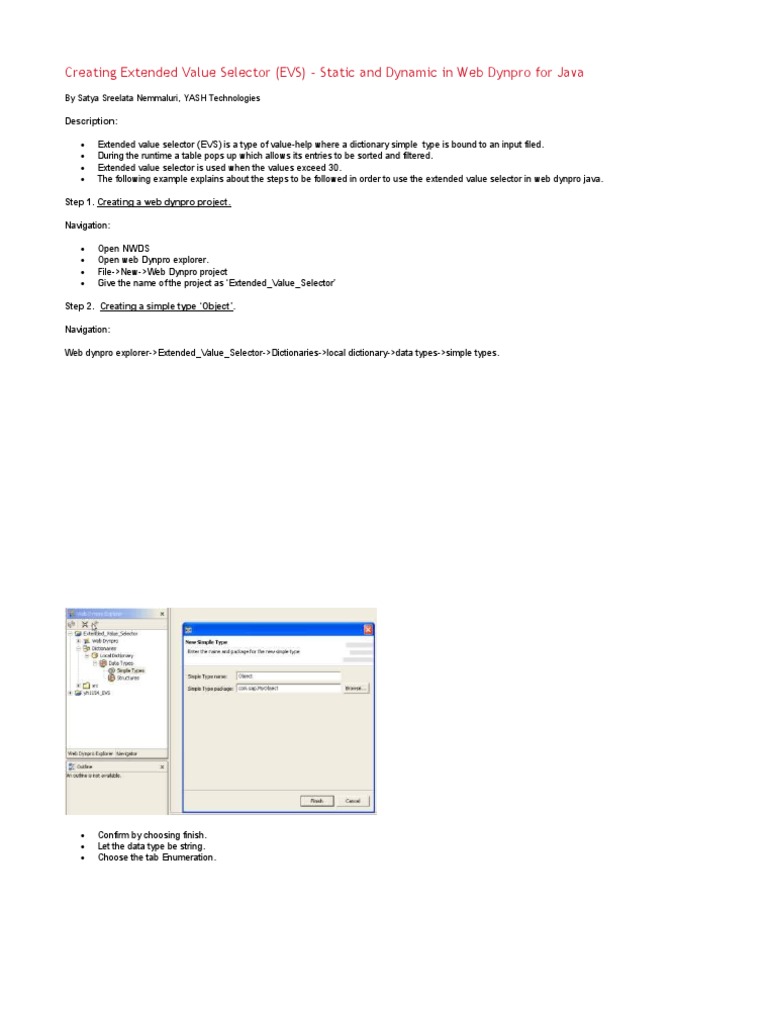 Web Dynpro Java: Implementing EVS | PDF | Object (Computer Science) | Data Type