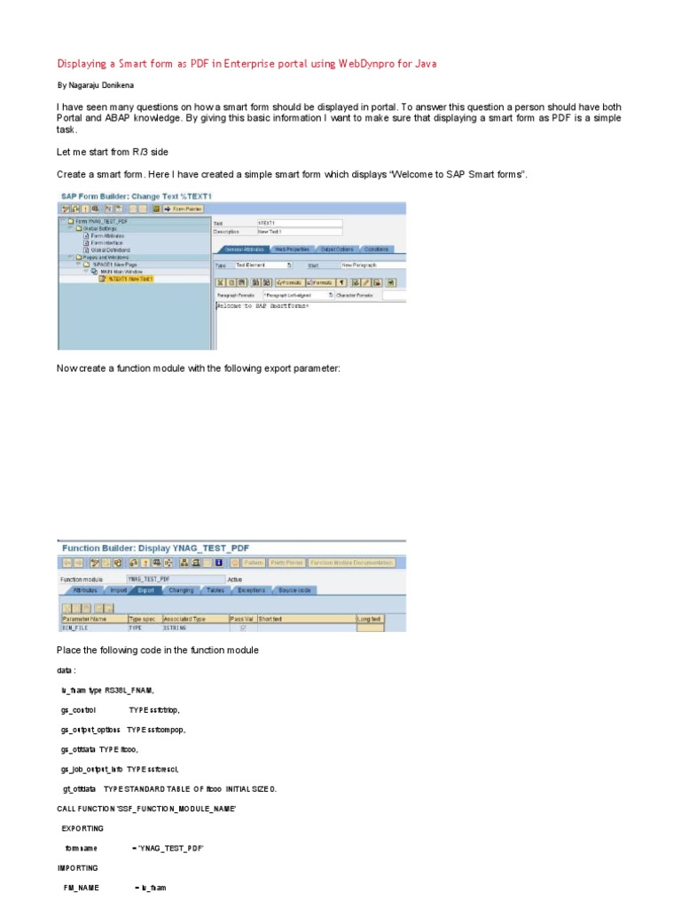 Displaying A Smart Form As PDF in Enterprise Portal Using WebDynpro For Java | PDF | String ...
