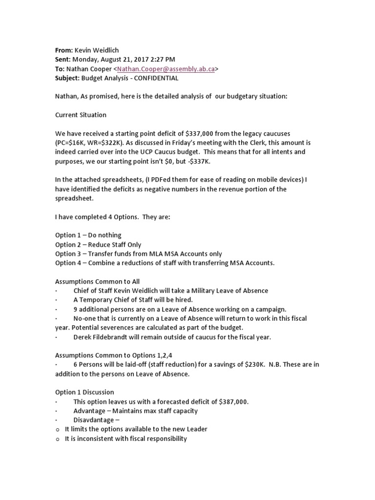 UCP Budget Email | PDF | Government Budget Balance | Government