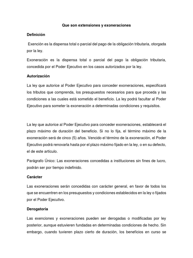 Definición de Exenciones y Exoneraciones | PDF