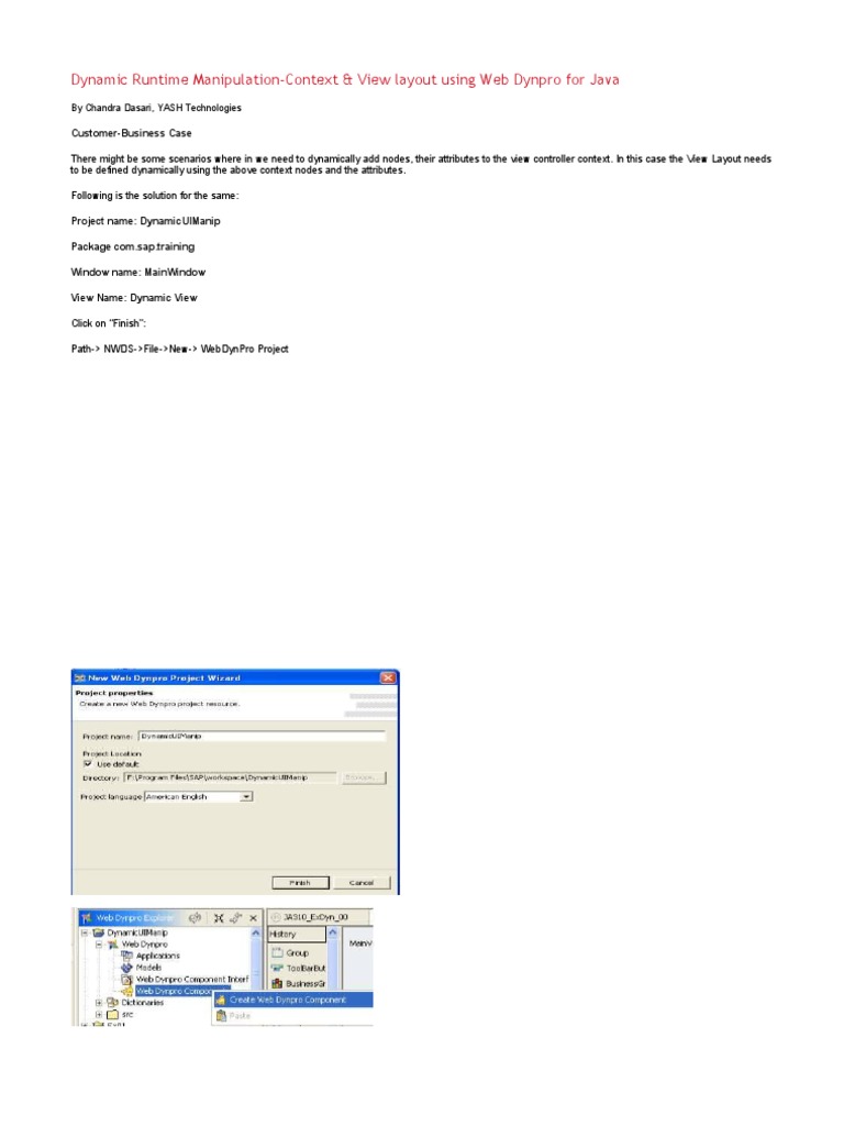 Dynamic Runtime Manipulation-Context & View Layout Using Web Dynpro For Java | PDF | Java ...