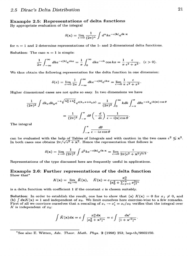 2.5 Dirac's Delta Distribution: Example 2.5: Representations of Delta ...