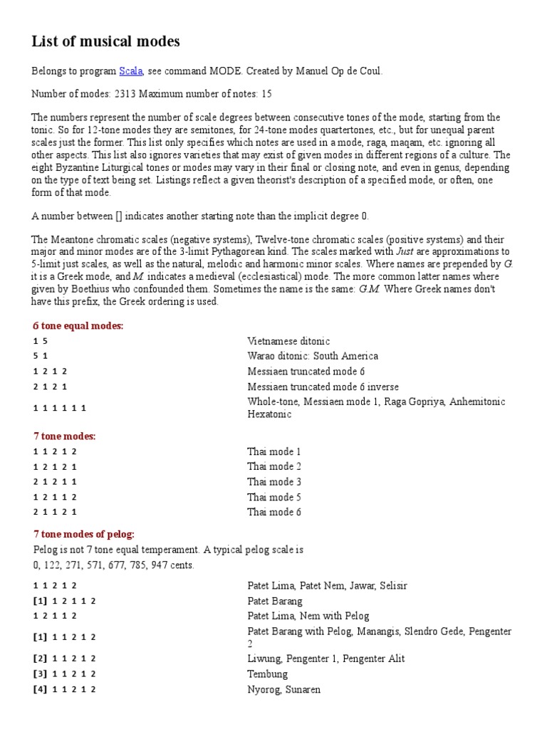 List of Musical Modes | PDF
