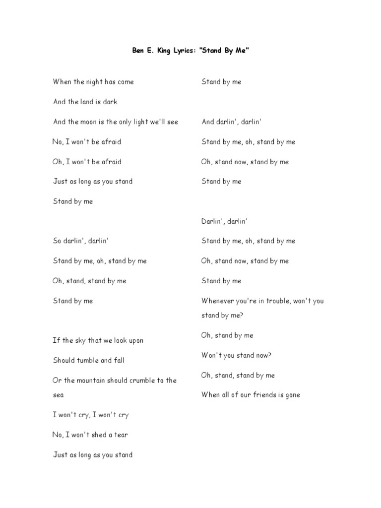 "Stand By Me" Lyrics by Ben E. King | PDF