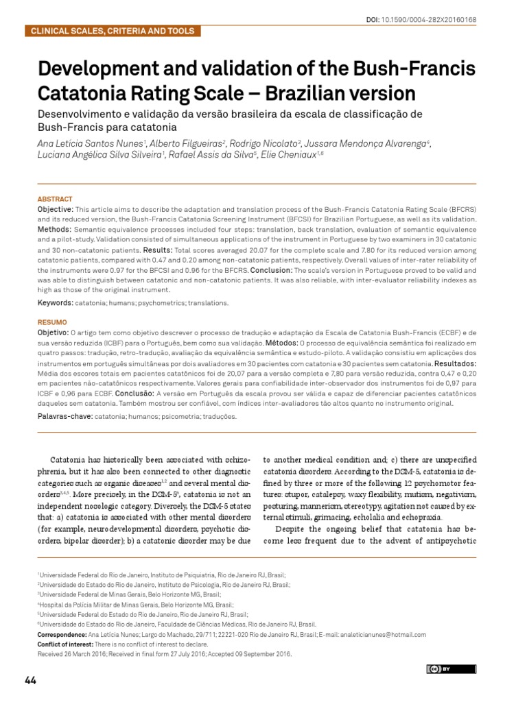 Desenvolvimento e Validação Da Versão Brasileira Da Escala de ...