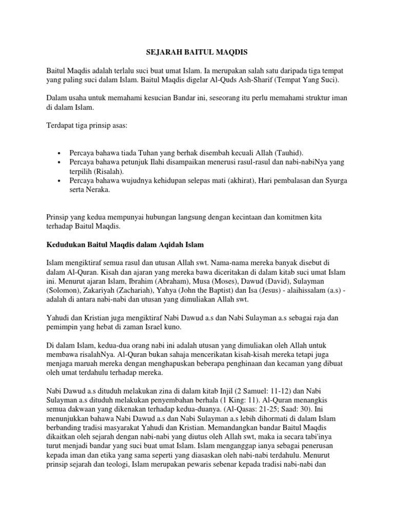 Sejarah Baitul Maqdis | PDF