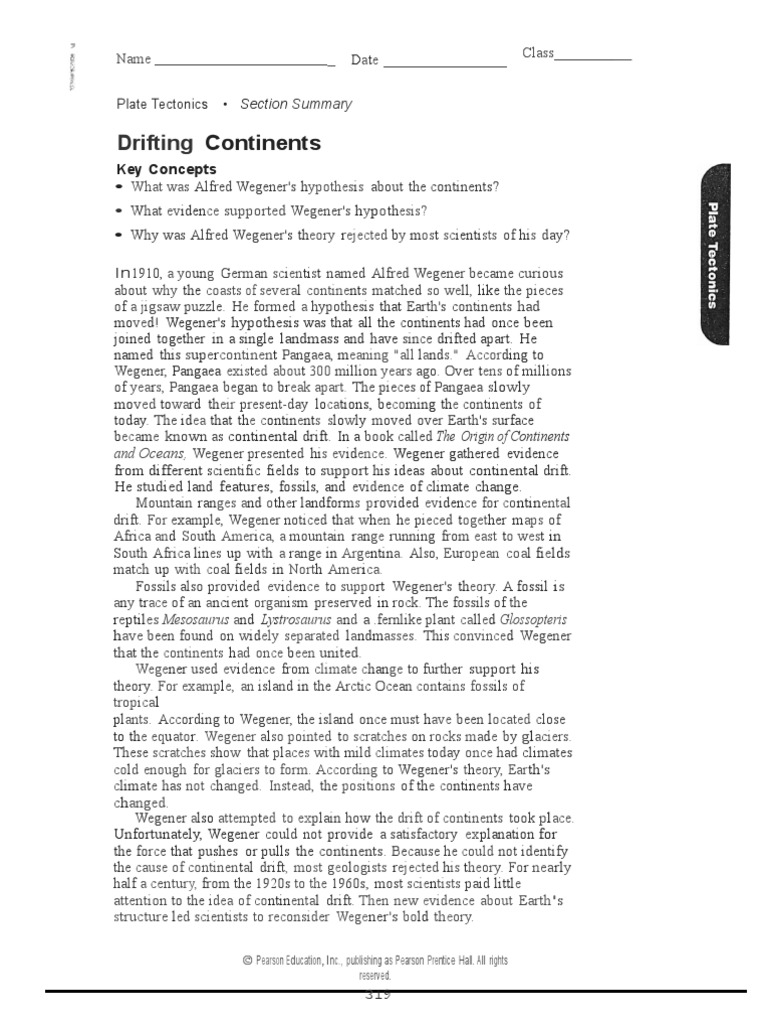 Drifting Continents Worksheet | PDF | Continent | Earth Sciences