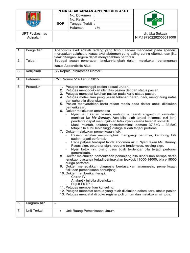 Sop Appendicitis Akut | PDF