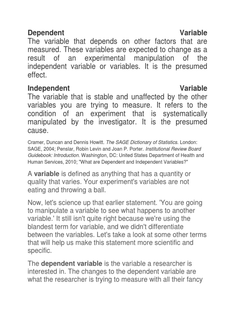 Info Sa Research | PDF | Dependent And Independent Variables | Variable (Mathematics)