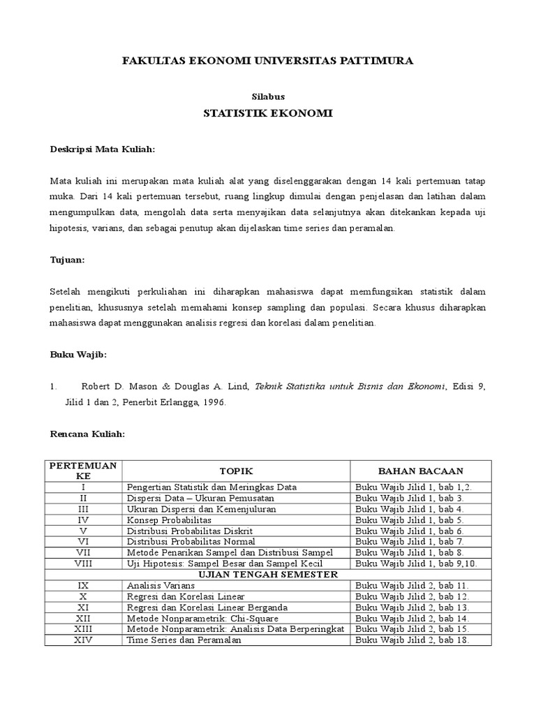 Silabus Statistik | PDF
