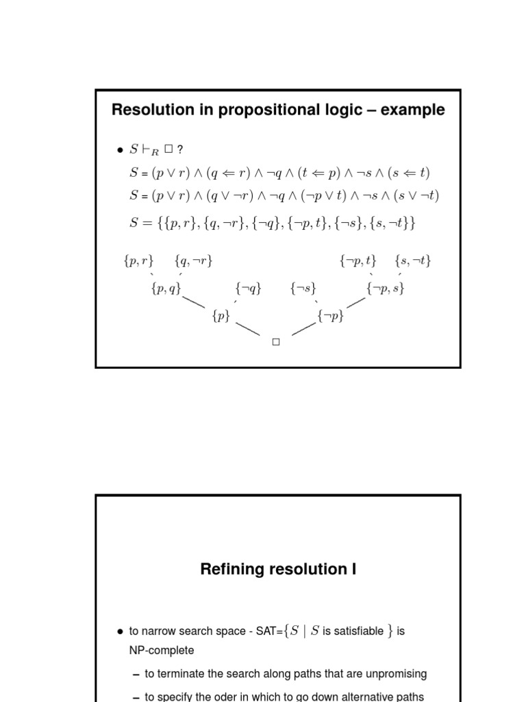 Resolution in Propositional Logic - Example | PDF | Formalism (Deductive) | Discrete Mathematics