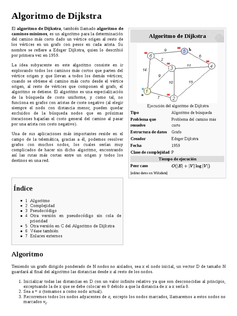 Algoritmo de Dijkstra | PDF | Enseñanza de matemática | Áreas de ...
