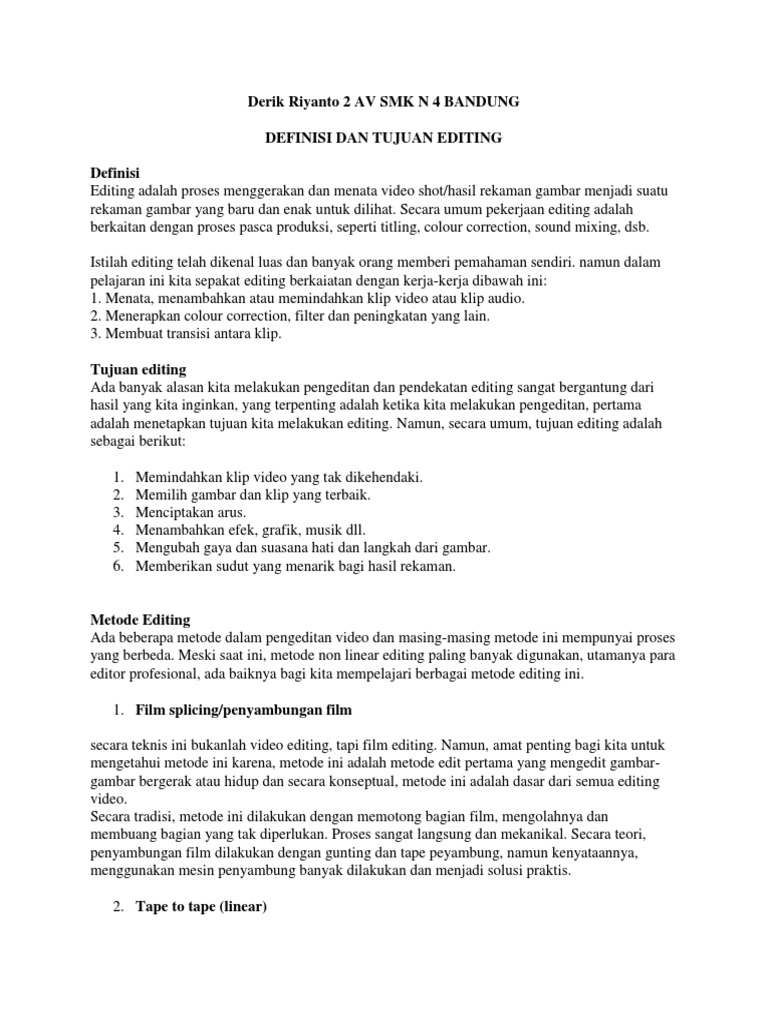 Definisi Dan Tujuan Editing | PDF