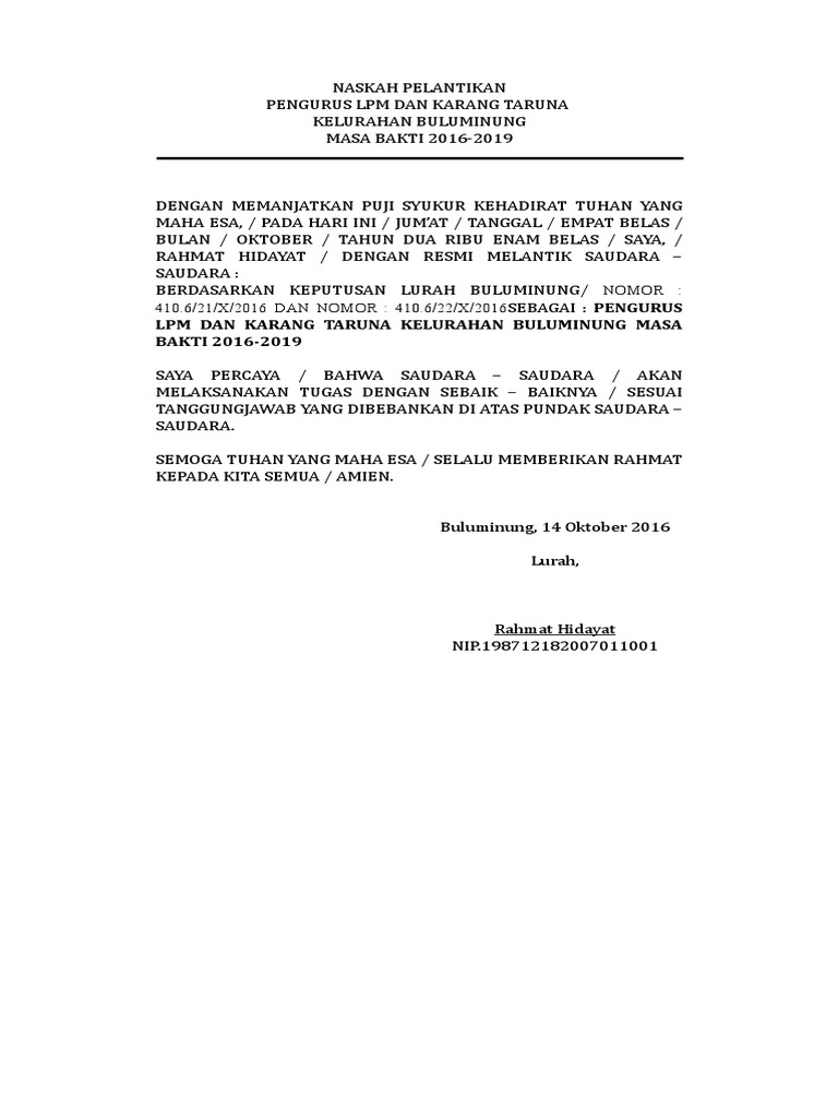 Naskah Pelantikan Dan Sumpah | PDF